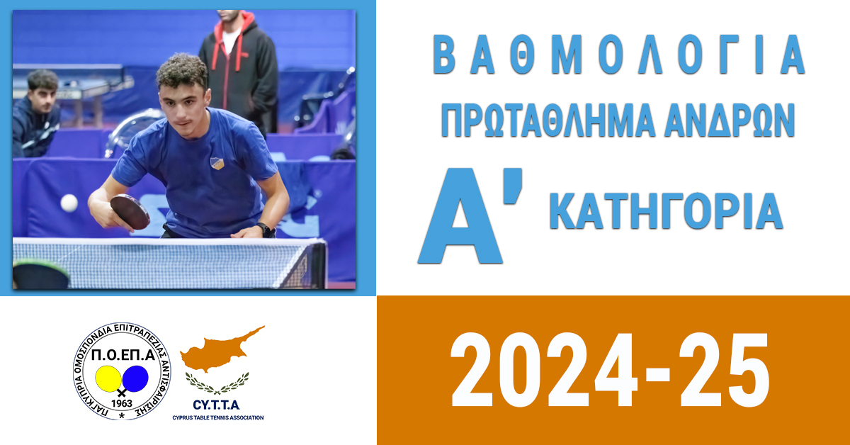 ΒΑΘΜΟΛΟΓΙΑ - ΠΑΓΚΥΠΡΙΟ ΔΙΑΣΩΜΑΤΕΙΑΚΟ ΠΡΩΤΑΘΛΗΜΑ ΑΝΔΡΩΝ 2024/2025 - Α ...